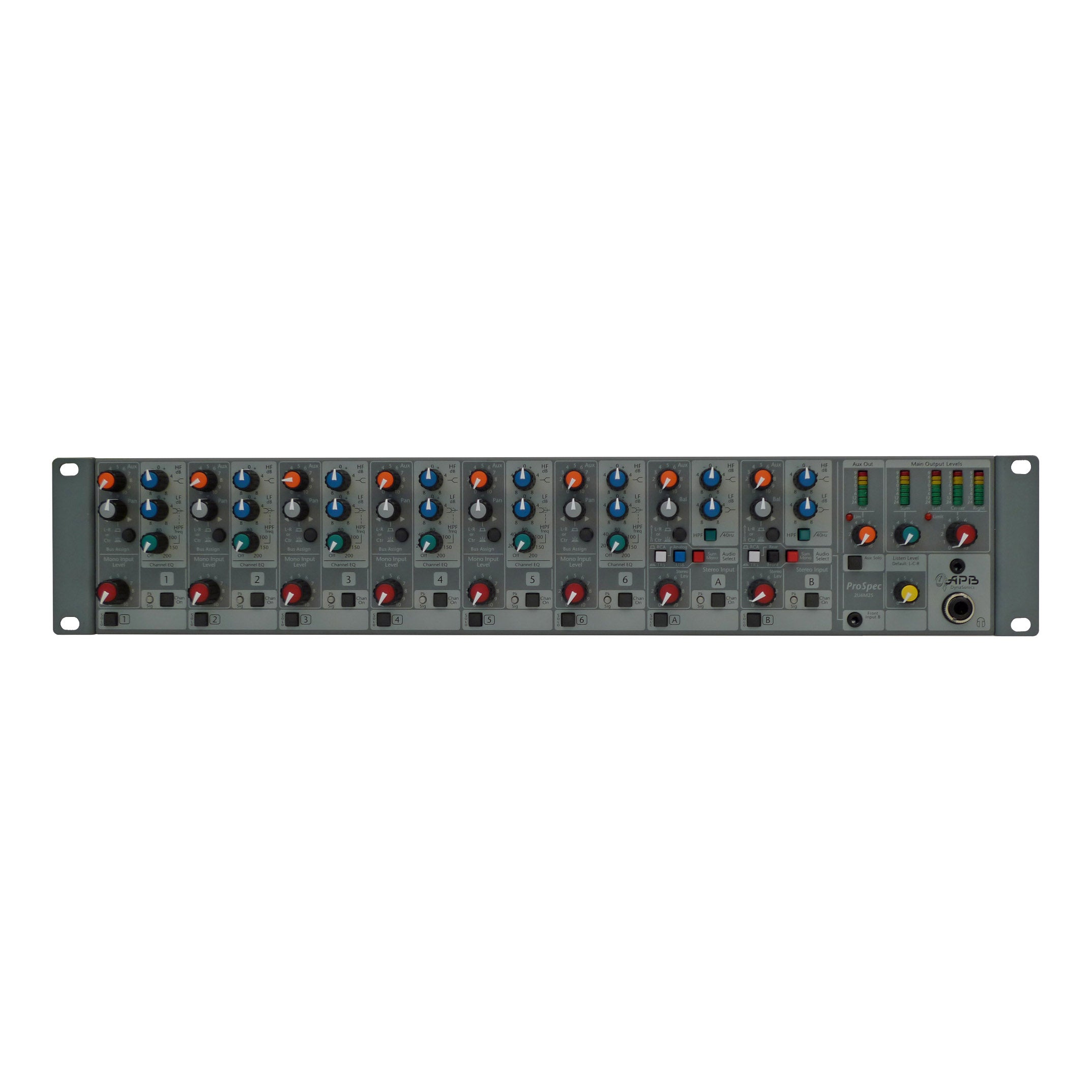 APB DynaSonics ProSpec 2U6M2S Mic Line Mixer – SoundPro
